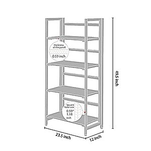 Coral Flower Accent Utility 4-Tier Folding Bookshelf Standing Shelf Units Display Rack Storage Shelf Industrial Style Utility Shelving with Metal Frame & Wood Layer
