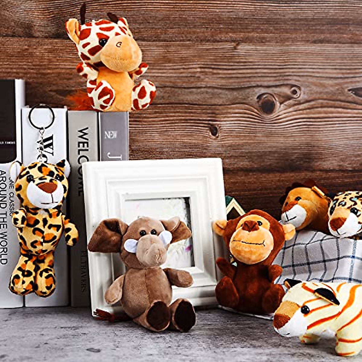 18 Pieces Small Stuffed Animals Mini Jungle Animal Plush Toys Stuffed Animals Set in 4.8 Inch Cute Small Plush for Animal Themed Parties Teacher Student Award (Stylish Style)