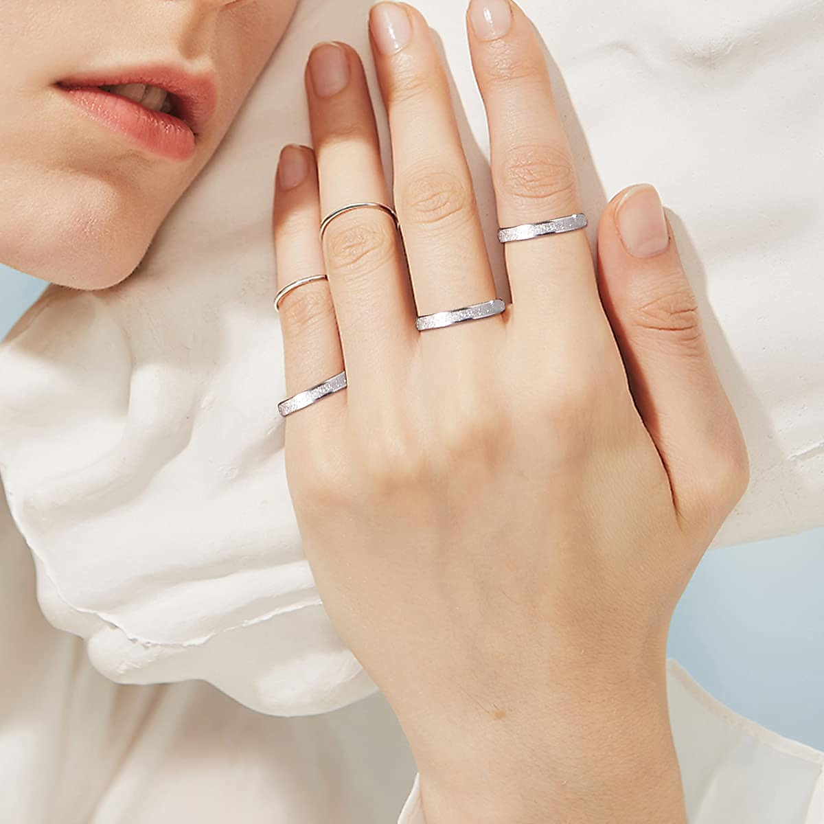 ChicSilver 925 Sterling Silver Sandblast Finish Rings Classic Simple Tarnish Resistant Comfort Fit Wedding Band 3mm Ring Size 10