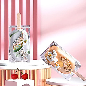 NDSWKR 300 Pieces Clear Popsicle Cakesicle Boxes Set, 150 PCS PET Ice Cream Boxes with 150 PCS Wooden Sticks, Plastic Treat Boxes for Baking, Wedding, Birthday Party