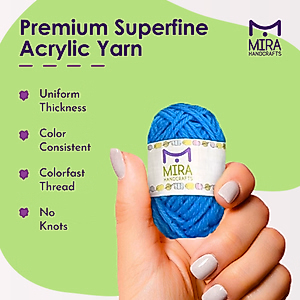Mira HandCrafts 24 Acrylic Yarn Skeins | 525 Yards of Craft Yarn for Knitting and Crochet | Includes 2 Hooks, 2 Weaving Needles,7 E-Books as Crochet Accessories | Perfect Crochet kit for Beginners
