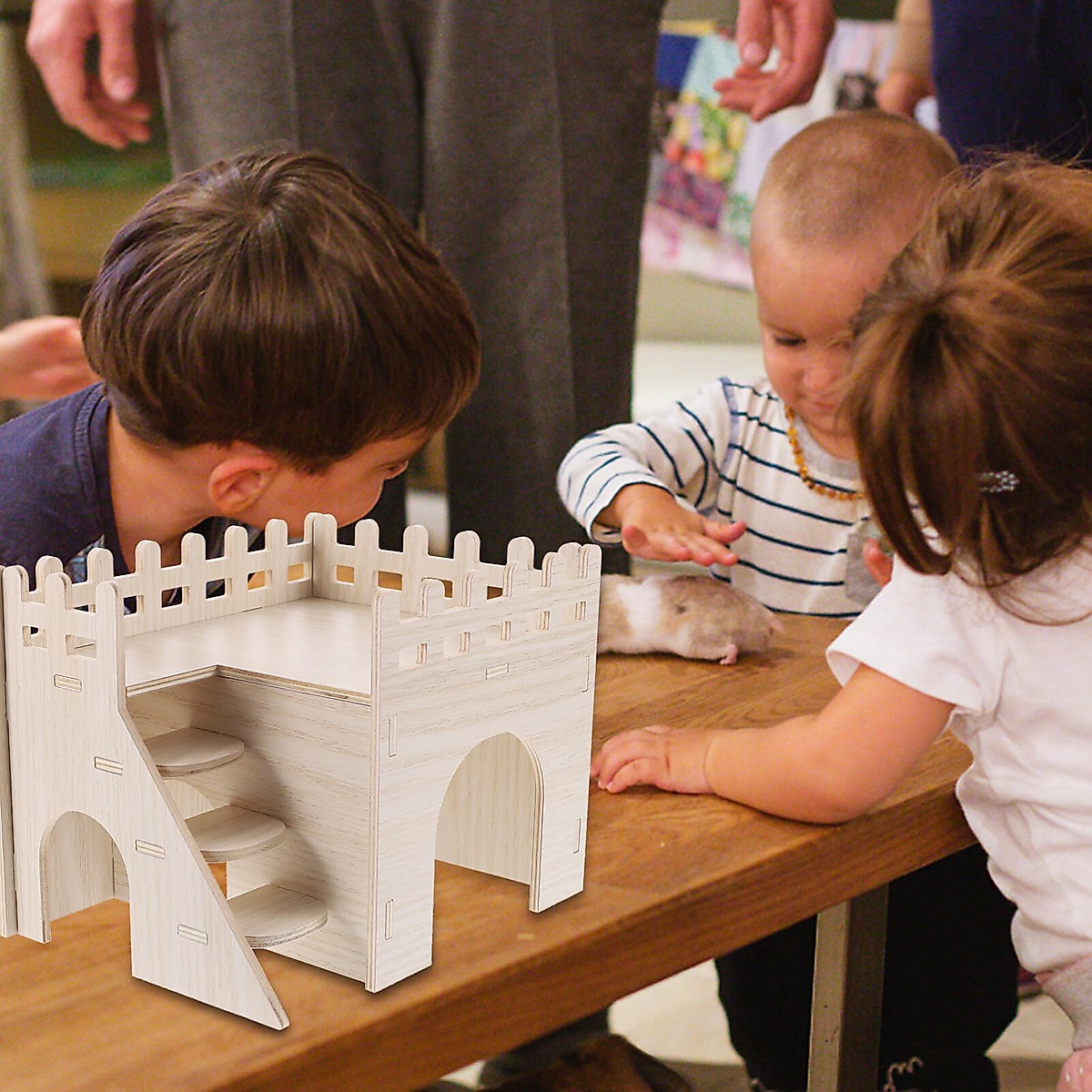 POPETPOP Toys Guinea Pig Toys pet Hamster Hamster Hideout hut Chinchilla Small Animals Ladder Guinea Hideaway Ladder Wooden nest Hamster nest Small House pet Supplies Seesaw