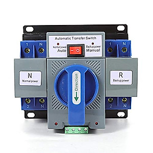 110V Dual Power Automatic Transfer Switch Dual Power Generator Changeover Switch 50HZ/60HZ (2P 63A Blue)