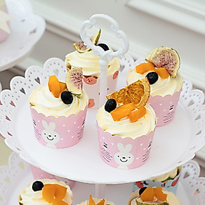 Set of 2pcs 3 Tier Cupcake Stand, Plastic Party Dessert Stand Fruits Candy Buffet Serving Tray for Wedding Baby Shower Home Birthday Tea Party (White)
