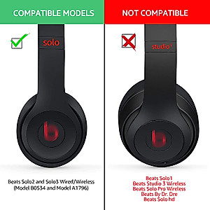 Krone Kalpasmos's Beats Solo 3 Earpads Replacement, Beats Solo 2 Earpad Replacement, Premium Protein Leather Memory Foam with Kits, Superb Comfortable – Black