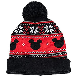 Disney Mickey Mouse Adult Knit Beanie Hat and Texting Glove Set (Black)