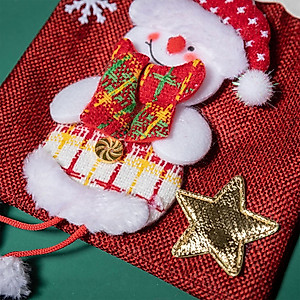 Christmas Goodie Treat Candy Bags, Christmas Treat Gift Bag Cloth Reusable Christmas Apple Bag for Children Best for Wedding Holiday New Year Holiday Gift (A02)