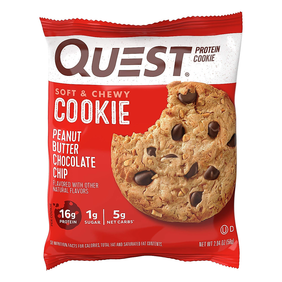 Quest Peanut Butter Chocolate Chip Cookies, 4 count