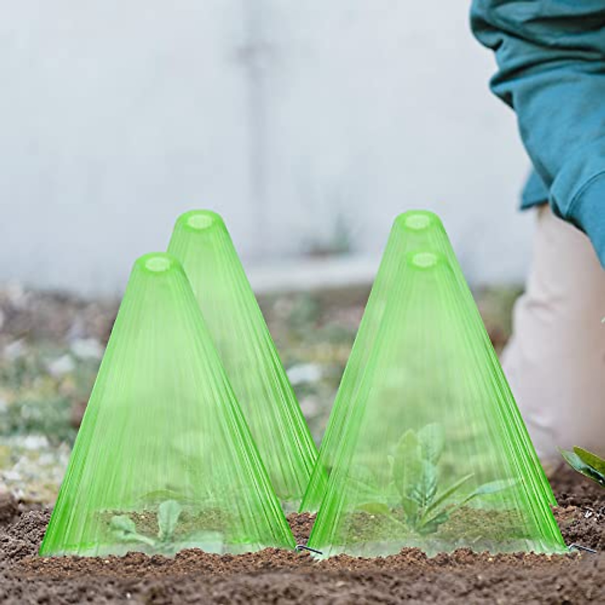 Pack 30 Garden Cloches for Plants,Reusable Plant Bell Cover,Protects Plants from Birds, Frost,Snails Etc,7.7" D x 8.7" H, Green