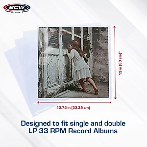 BCW 33 RPM Record Sleeves | Polypropylene Vinyl Record Outer Sleeves | 2 mil Thickness | Vinyl Record Album Protectors | Protective Sleeves for Vinyl Record Albums | Record Sleeves Outer (200 Pack)