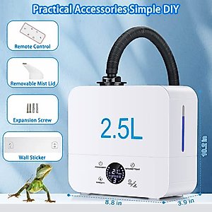 Reptile Humidifiers, Reptile Fogger for Terrariums, Smart Touch Screen Adjustable Fogger with Timer, Intelligent Constant Humidity Reptile Fogger for Reptiles/Amphibians