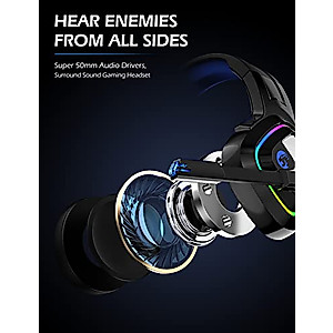 ZIUMIER Gaming Headset PS4 Headset, Xbox One Headset with Noise Canceling Mic and RGB Light, PC Headset with Stereo Surround Sound, Over-Ear Headphones for PC, PS4, PS5, Xbox One, Laptop