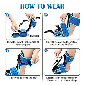 Plantar Fasciitis Night Splint: WXY Foot Brace with Support Plate | Dorsal Night Splint for Plantar Fasciitis Women Men | Plantar Fasciitis Relief Achilles Tendonitis Foot Drop Heel Pain Black-Blue