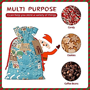 Greece Mapchristmas Drawstring Gift Bag, Linen Drawstring Gift Bag, Reusable Drawstring Gift Bag, Used For Christmas, Birthday, Wedding Supplies