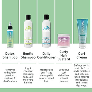MopTop Curly Hair Treatment Bundle - 2 oz Detox Shampoo, Gentle Shampoo, Daily Conditioner, Moisturizing Curl Gel, Lightweight Hold Haircare Set for Treatment Routine