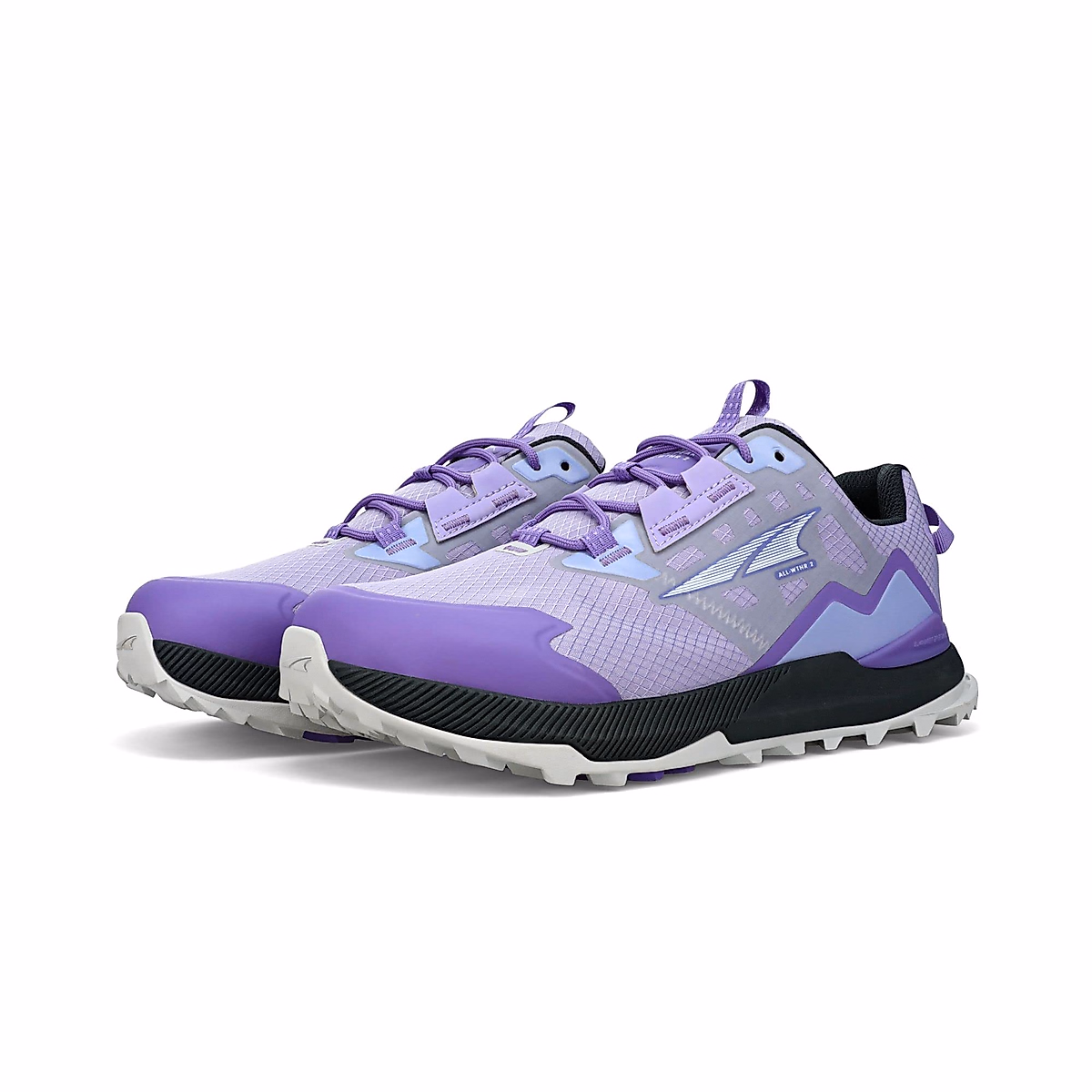 ALTRA Women's AL0A7R7I Lone Peak All-WTHR Low 2 Trail Running Shoe, Gray/Purple - 8 M US