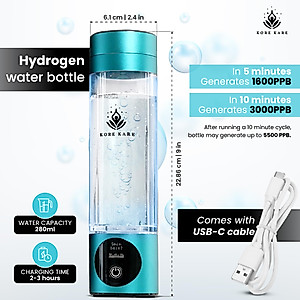 Hydrogen Water Bottle, Hydrogen Water Bottle Generator Produces Pure Hydrogen Water, SPE/PEM Technology, OLED Display, Purification Vent, Generates up to 5500 PPB, Best Hydrogen Water Generator.