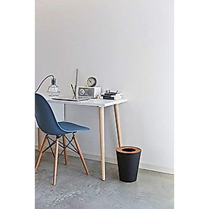 Red Co. Round Metal Modern Waste Basket, Trash Can Bin for Office or Bathroom, Black, 11-Inch