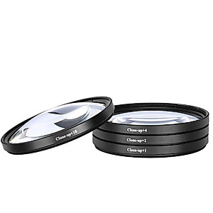 52mm Close-Up Filter Set (+1, +2, +4 and +10 Diopters) for Canon EOS M50 Mark II with 55-200mm, EOS R10 18-45mm, EF-S 24mm f/2.8, Fuji XT-200 15-45mm, XF 35mm F1.4 Lens, Sigma 30mm F1.4 Lens