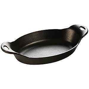 Lodge HOSD Heat Enhanced and Seasoned Cast Iron, 36-Ounce Oval Serving Dish, 36 ounce, Black