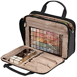 NISHEL Travel Makeup Bag Stand Up, Portable Cosmetic Organizer, Travel Cosmetic Case for Travel-Size Toiletries, Black