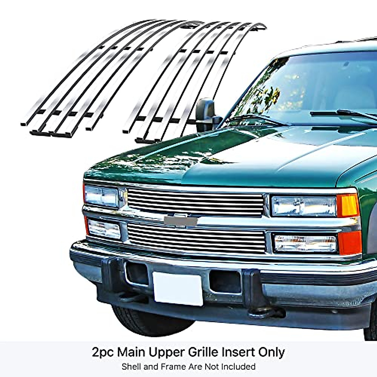 APS Compatible with Chevy Blazer C K Pickup Suburban 1994-1999 & 95-99 Tahoe Main Upper Stainless Steel Chrome Billet Grille Grill Insert C85011A