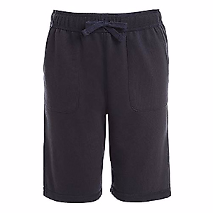 IZOD Boys' School Uniform Sensory-Friendly Knit Short, Soft Fabric with Elastic Waist, Tagless, Flattened Seams & Pockets, Navy, 8
