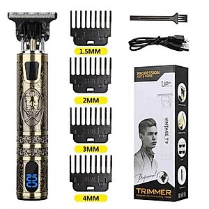 Hair Clippers with LED Display, Professional Hair Trimmer Zero Gapped T-Blade Trimmer Cordless Rechargeable Edgers Clippers Electric Beard Trimmer Wireless LCD Display