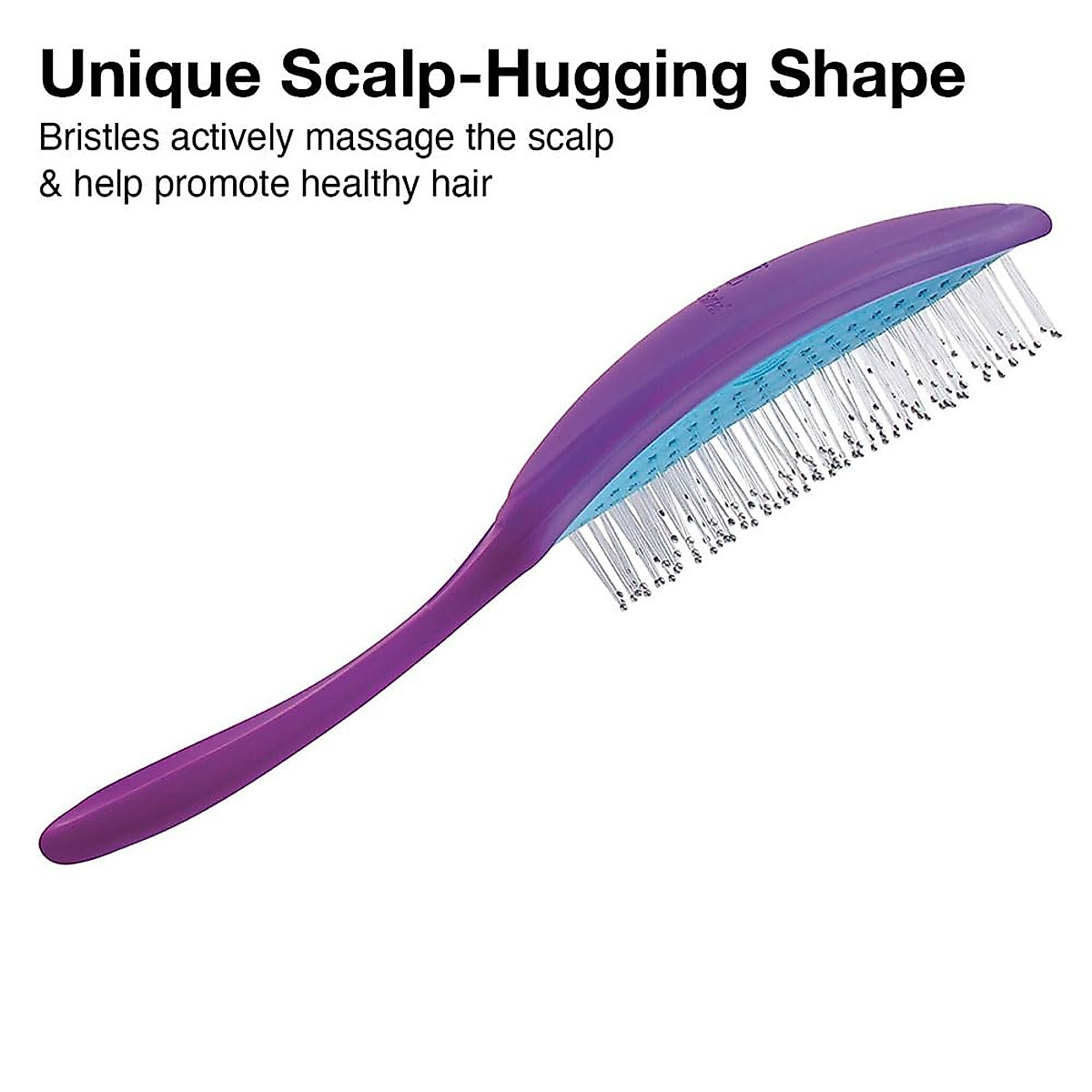 Olivia Garden OG Brush Detangler, removable cushion, scalp hugging shape massages the scalp, for wet or dry hair, for women, men and children, Fine to Medium hair, Purple