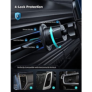 Lamicall 2023 Wider Clamp & Metal Hook Phone Mount for Car Vent [Thick Cases Friendly] Car Phone Holder Hands Free Cradle Air Vent for iPhone Smartphone