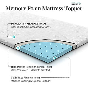 Mattress Topper, 2 Inch Cooling Twin Size Gel Mattress Topper Gel Memory Foam, Ventilation Holes, Bed Topper with Removable Bamboo Rayon Cover
