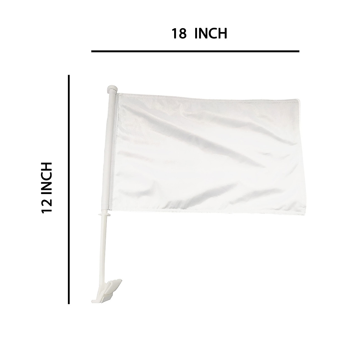 BANNER BUZZ MAKE IT VISIBLE Solid White Car Window Clip Flag Fade Resistant Vehicle for Patriotic, Sports Events, Parades - Premium - Double Side Printing (Pack of 100)