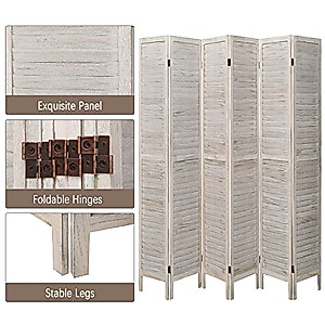 Babion Room Divider 6 Panel, Louver Wood Room Divider, 5.6ft Tall Partition Room Dividers and Folding Privacy Screens, Room Divider Wall, Modern Freestanding Room Divider for Bedroom Office,White