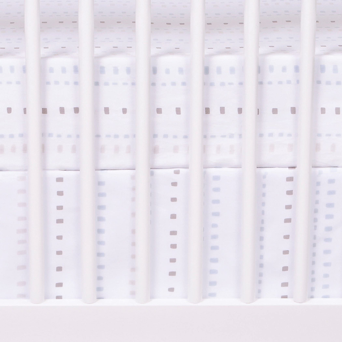 Trend Lab Modern Baby Crib Bedding Set for Boys | Simple Safari 4 Piece Nursery Décor Quilt, 2 Fitted Crib Sheets, and Dust Ruffle Skirt - Blue, 80015