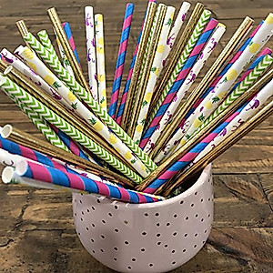 Charmed Hawaiian Luau party paper straw set of 125 straws
