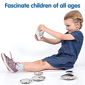 TickiT Sensory Reflective Silver Buttons - Set of 7 - Mirrored Discs for Babies and Toddlers Aged 0+ – Stainless-Steel, Sensory Stacking Pebbles - Stunning Nursery Decor