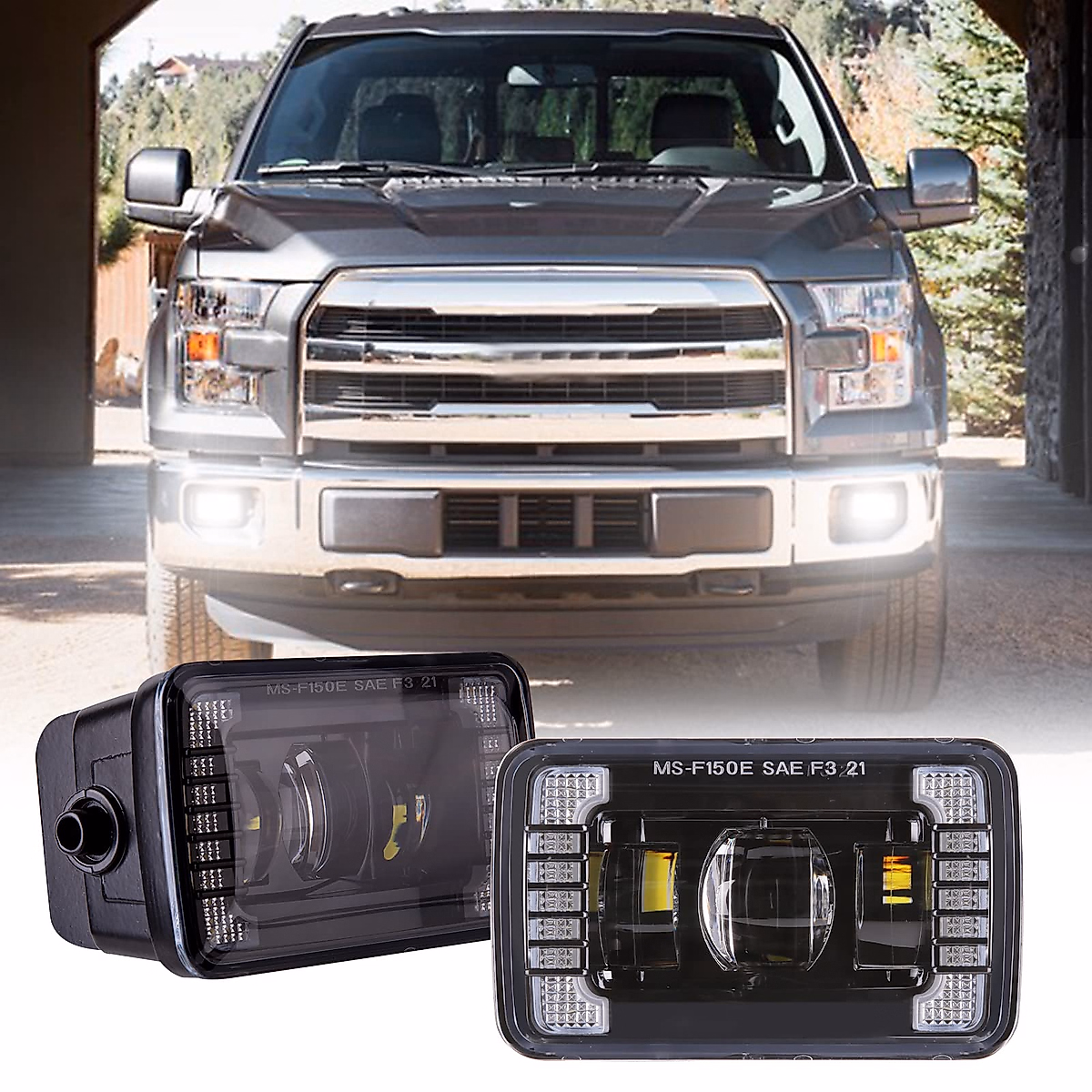 BICYACO LED Fog Lights with DRL Daytime Running Lights Compatible with 2015-2020 Ford F150, 4 Inch LED Fog Light Assembly Kit, 36W Waterproof LED Bumper Lamps Set-1 Pair