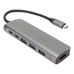 Septpenta 8 in 1 USB C Hub, 4K Resolution 100W High Speed Pass Through Charging, 5Gbps Data Transfer, 480MB/S Read/Write Speed for Connecting USB Peripherals, Hard Drives, Printers, Etc.