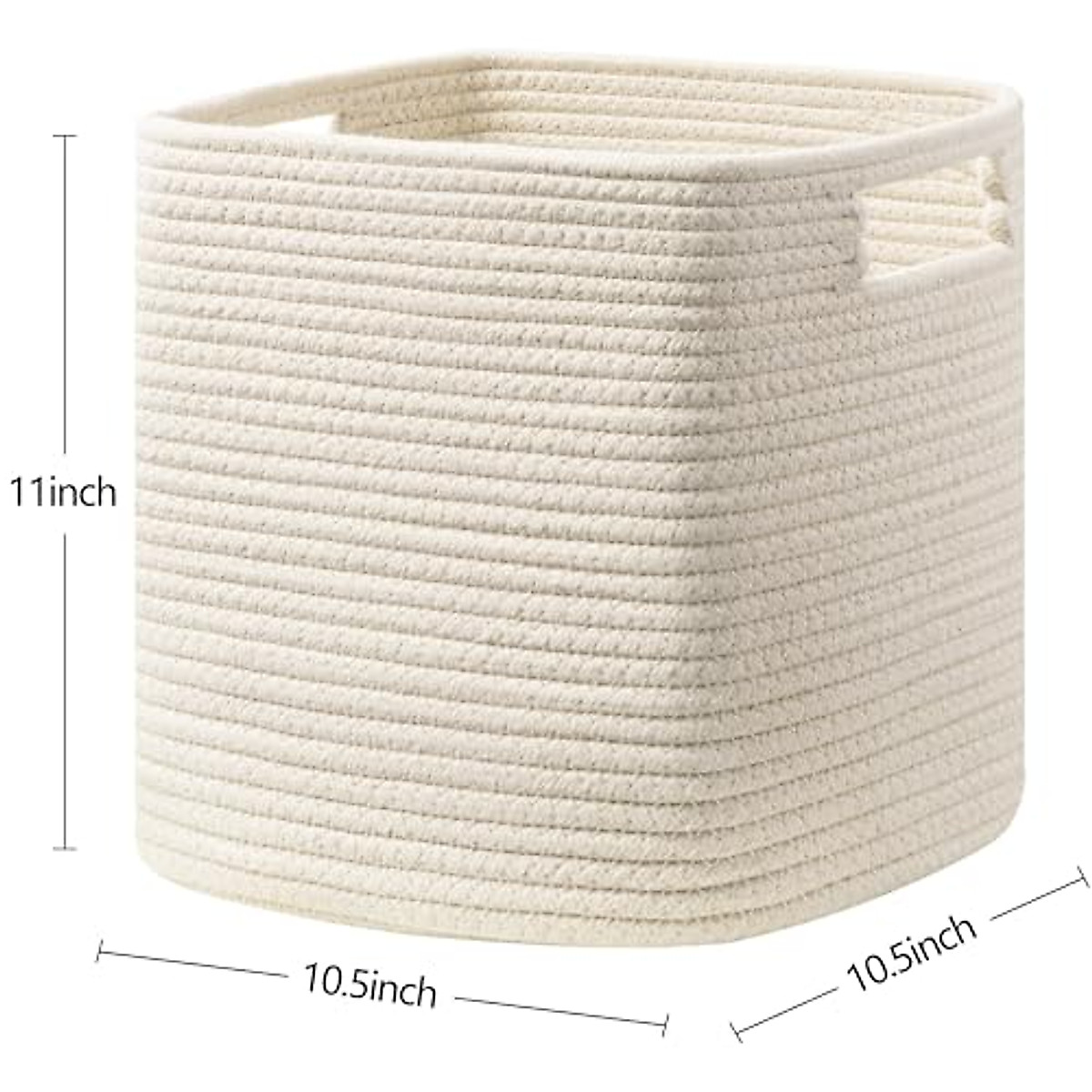 UBBCARE Set of 4 Storage Basket-11 X 10.5 X 10.5 In, Cotton Rope Basket for Shelves, Toys, Book, Cube Storage Bins with Handles, Woven Storage Basket for Organizing, Beige