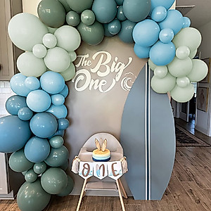 DEAPEICK Slate Blue Balloon Arch Kit,Baby Blue Light Green Balloons for Baby Shower Boy Birthday Party Backdrop Decoration,Pastel Seaside Balloon Garland Arch