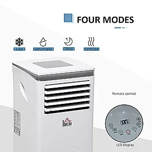 HOMCOM 10000 BTU Mobile Portable Air Conditioner for Home Office Cooling, Dehumidifier, and Ventilating with Remote Control, White