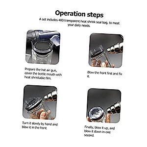 NAMOARLY 400 Pcs Bottle Sealing Film Shrink Bands for Shrink Film Drier Bonnet Dryer Clear Packaging Bags Blow Dryer Heat Seal Film Heat Tool Shrink Bottle Clear Packing Bags PVC