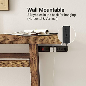 DEWENWILS 2-Pack 6-Outlet Power Strip Surge Protector, 6Ft Long Extension Cord, Low Profile Flat Plug, 15 Amp Circuit Breaker, 500 Joules, Wall Mount, Black, UL Listed