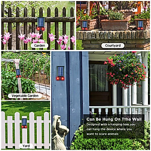 Qualirey 4 Pcs Solar Ultrasonic Animal Repeller Outdoor Mouse Repellent Devices with Strobe Flashing Light Waterproof Solar Animal Repeller for Wolves, Dog, Deer, Yard Garden