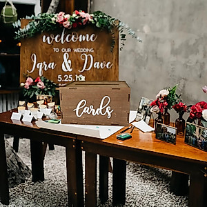 OurWarm Wedding Card Box for Reception, Wood Gift Card Box with Slot, Brown Wooden Envelope Money Box for Rustic Wedding Decor Party Birthday Bridal Shower Baby Shower Graduation Decorations