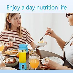 SoQte Handheld Portable Blender, Personal Size Blender Juice Cup with 6 Blades, Mini Blender for Fruit Smoothies and Shakes, with 380ml Juice Cup for Baby Food, Gym, Home, Travel (upgrade blade green)