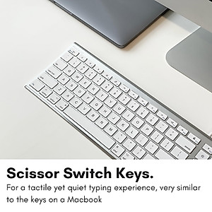 Macally Ultra Slim USB Wired Computer Keyboard - Compatible Apple Keyboard or Windows - Full Size Keyboard with 20 Mac Keyboard Keys - Low Profile Keyboard for iMac Desktop, Macbook Pro/Air