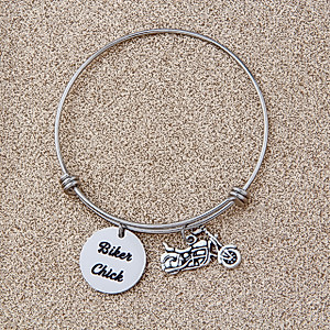 SEIRAA Biker Gift Motocycle Bracelet Biker Chick Gift Expandable Bracelet Jewelry (Biker Chick)