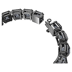 SWAROVSKI Millenia bracelet, Square cut crystals, Gray, Black Ruthenium Finish
