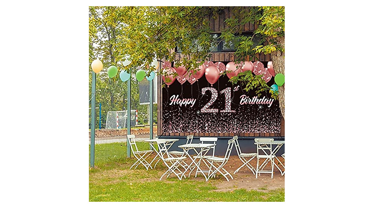 Celebrate in Style: Rose Gold 21st Birthday Backdrop | Vlipoeasn